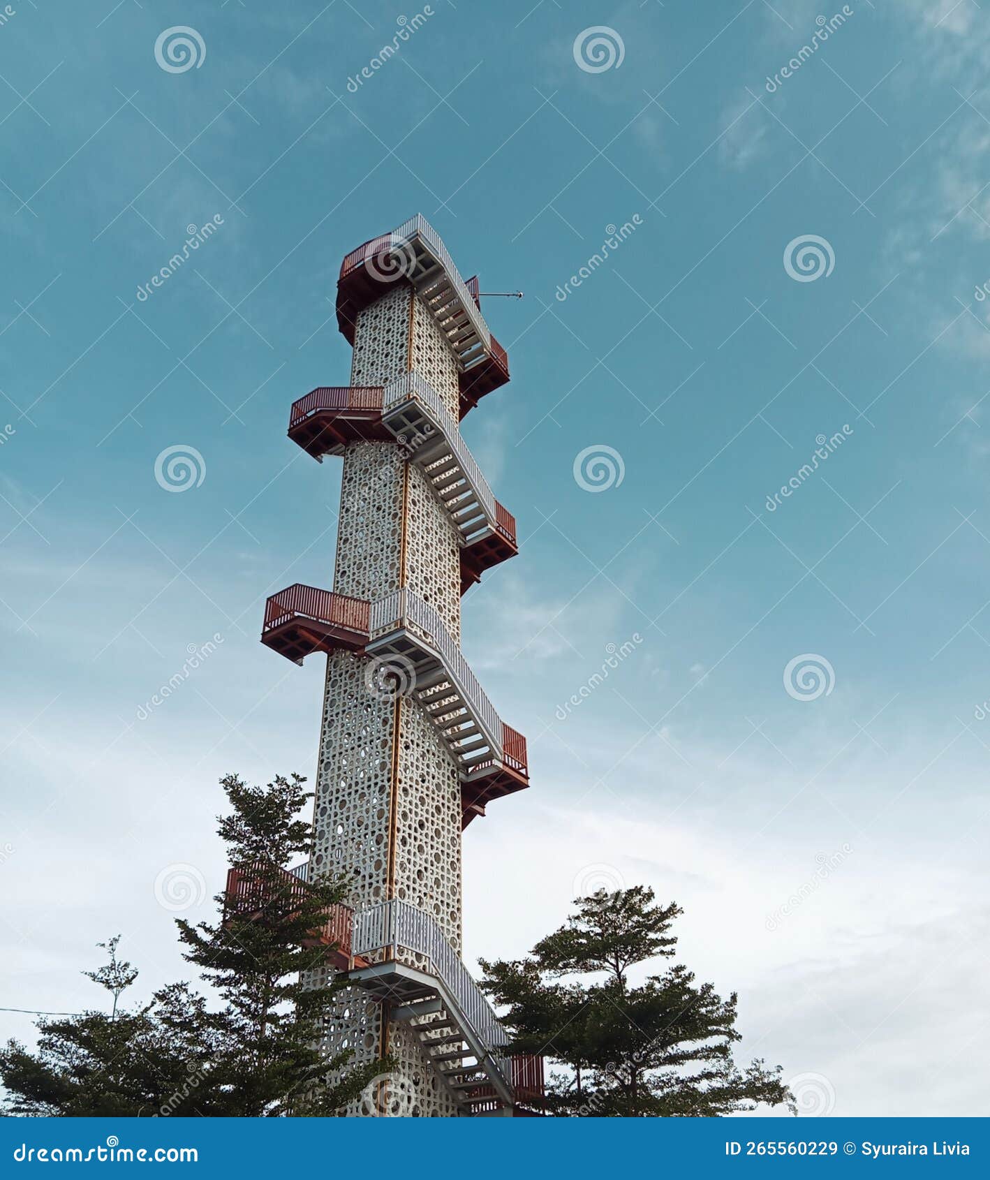 Tower with Stairs Under the Blue Sky Stock Image - Image of tower ...