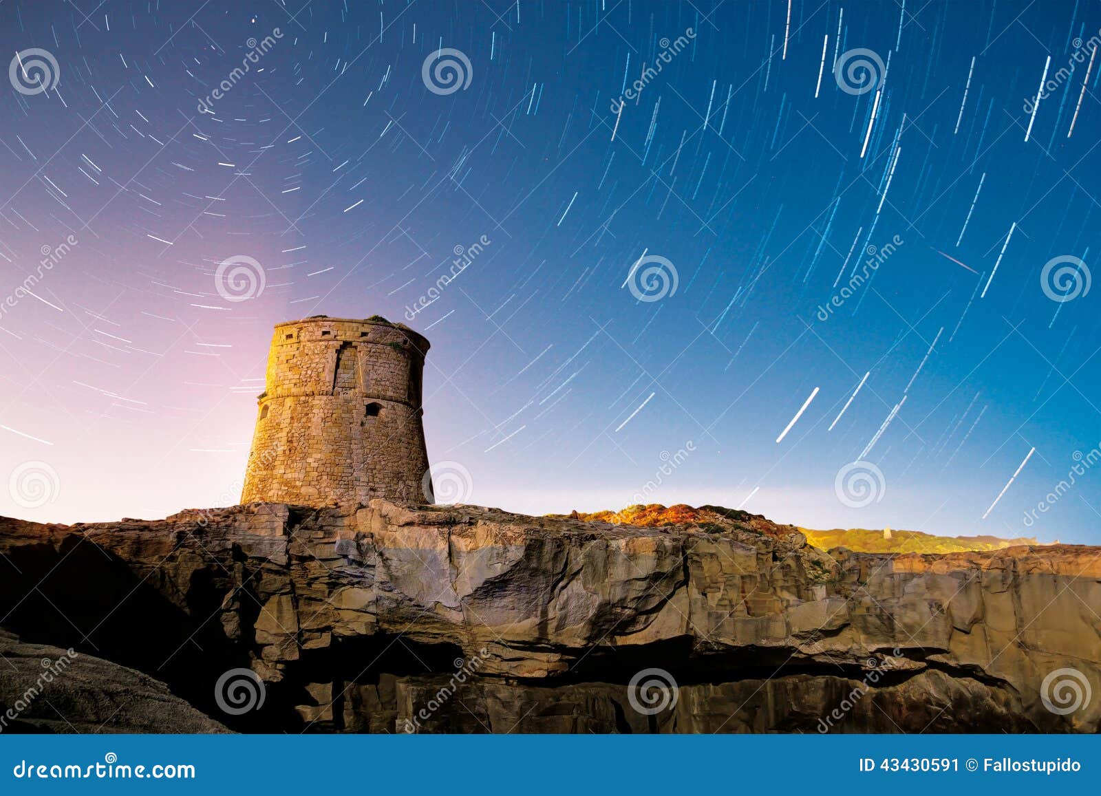 Tower stars trail at night stock image. Image of asteroid - 43430591