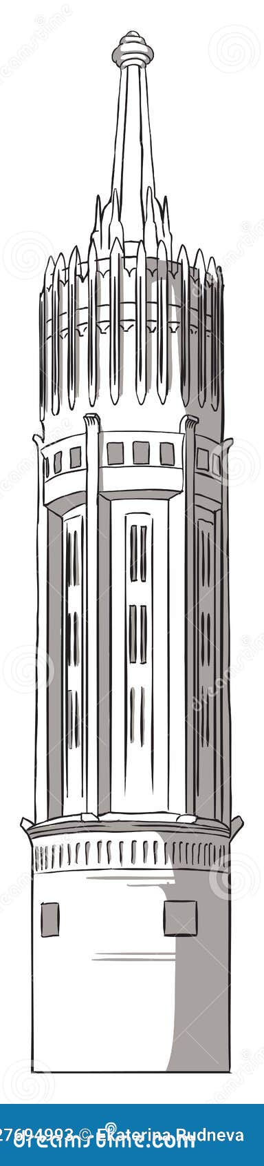 Tower, Structure, Medieval Architecture Drawing, Black and White ...