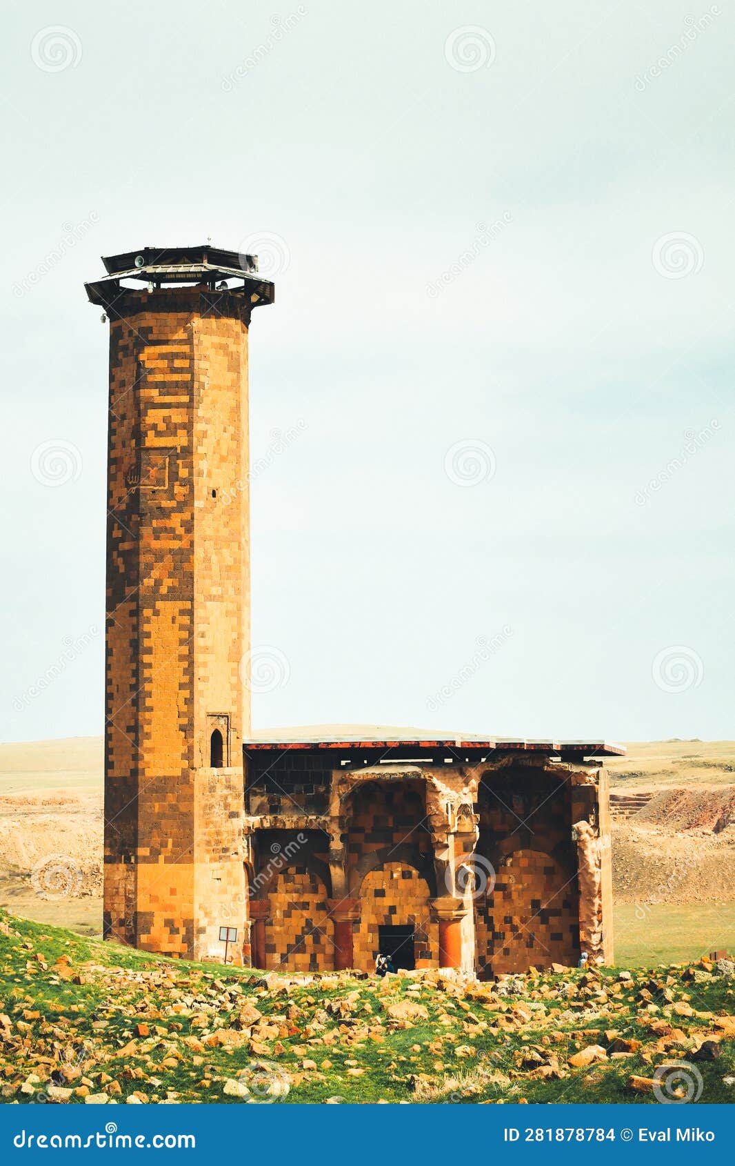 Tower Structure with Mountains Background. Ani Ruins Archeological Site ...
