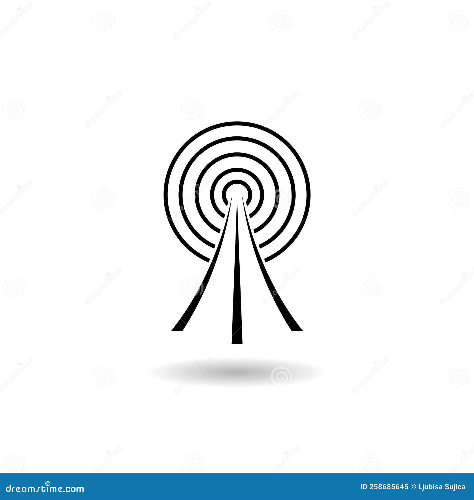 Tower Telecommunication Icon Logo with Shadow Stock Vector ...