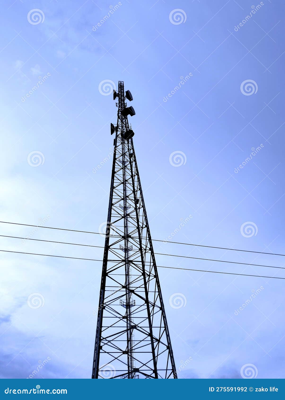 Tower Telecommunications Tower High Mast Clouds Stock Photo - Image of ...