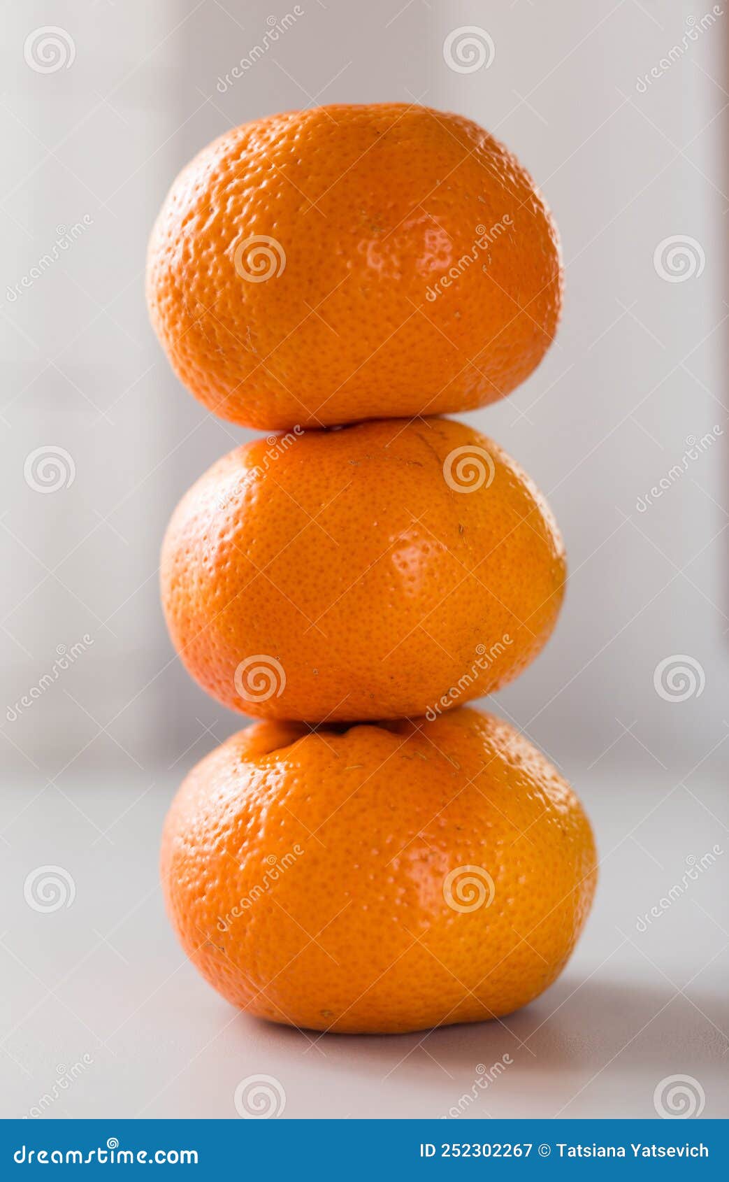 Tower of Three Mandarines on White Background Stock Image - Image of ...