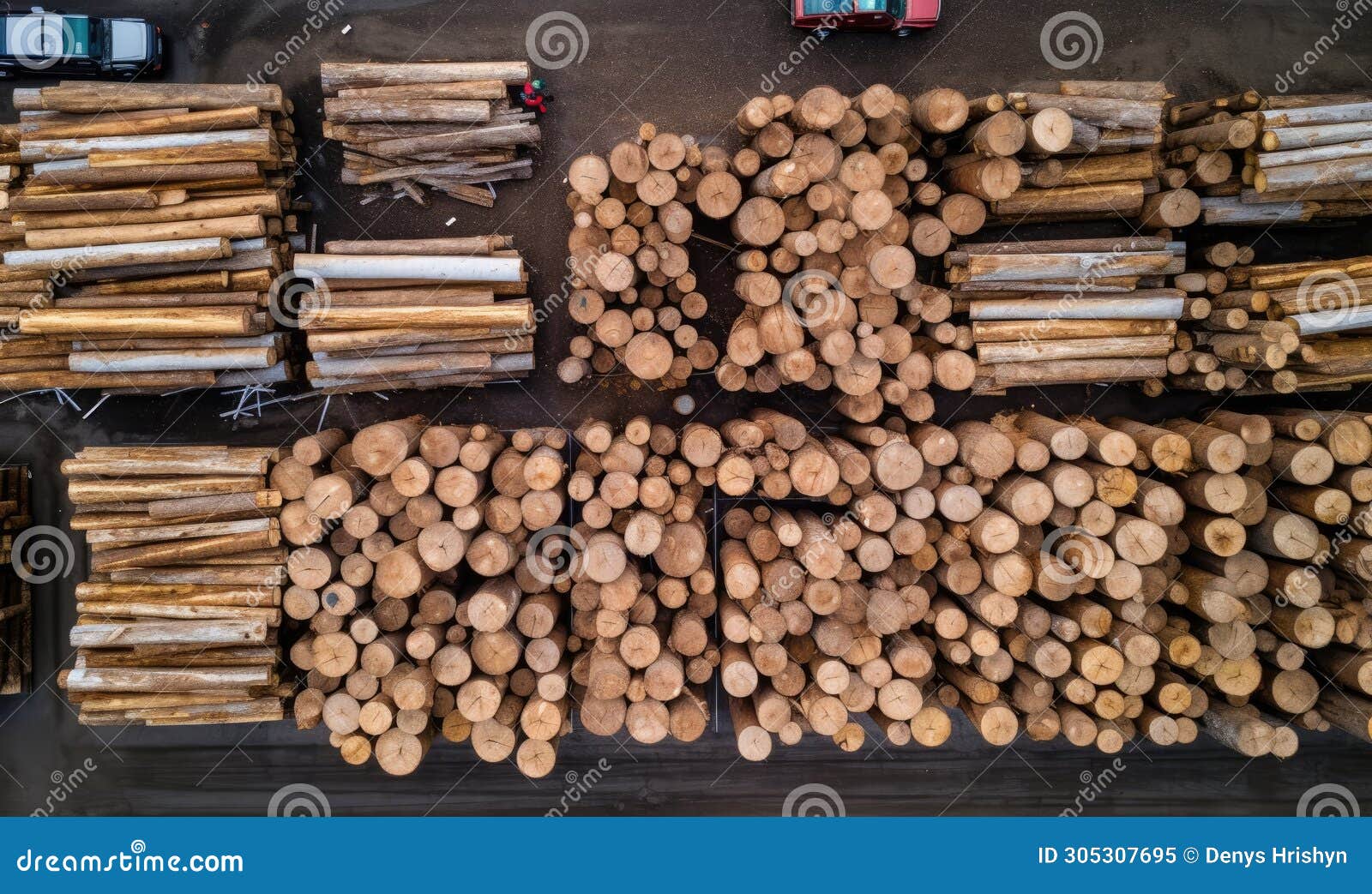 A Tower of Timber: Logs Stacked High on a Table Stock Illustration ...