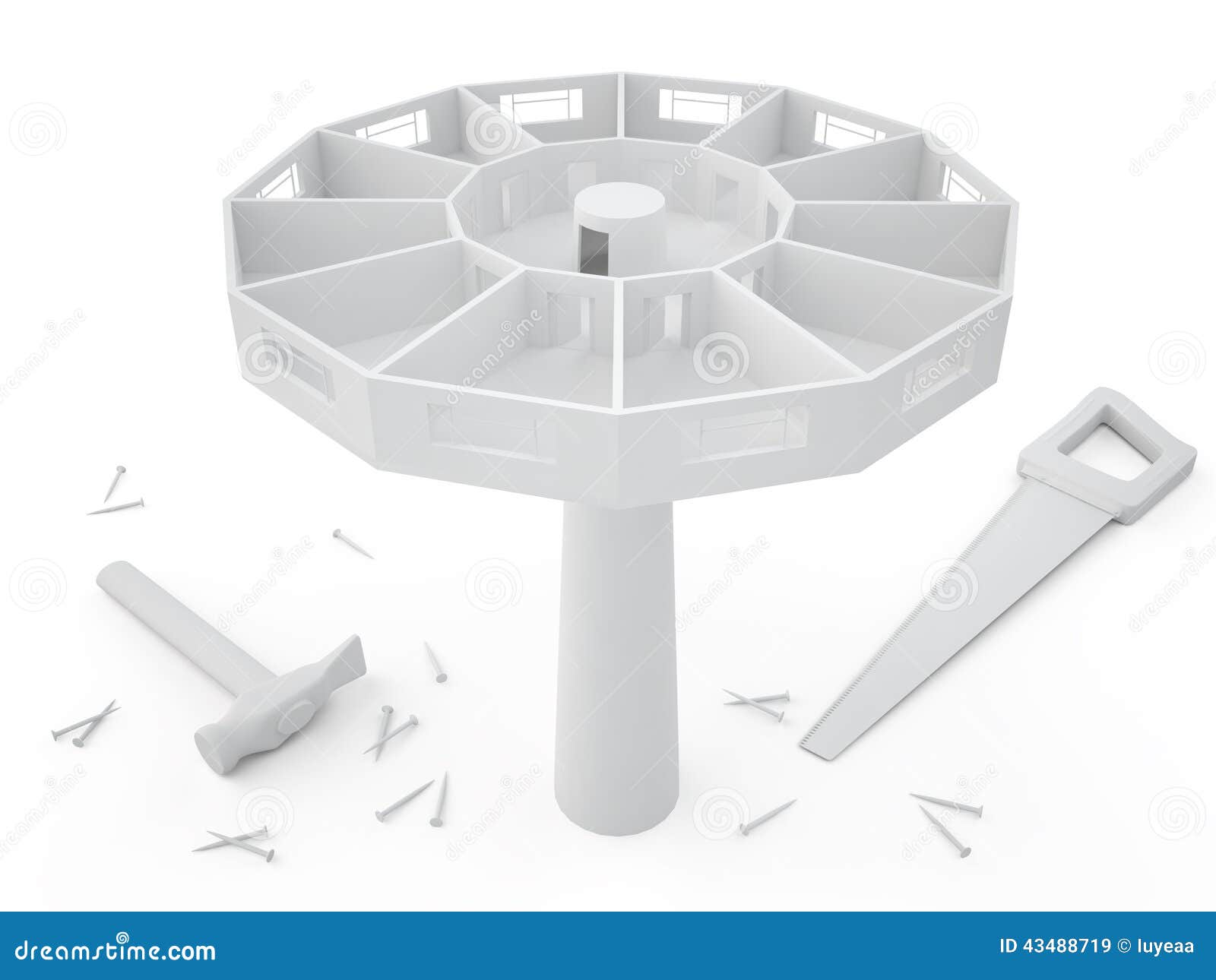 Tower and tools, 3D stock illustration. Illustration of creativity ...