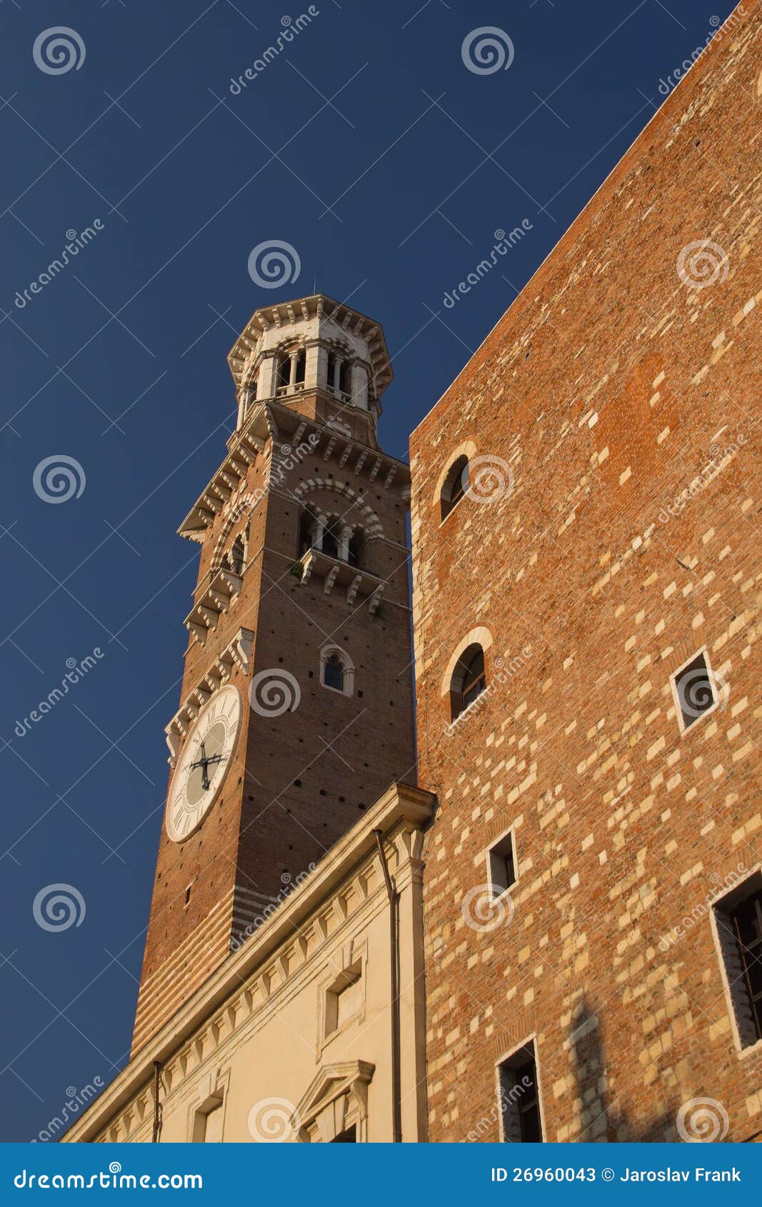 Tower Torre Dei Lamberti in Verona (Italy) Stock Image - Image of ...
