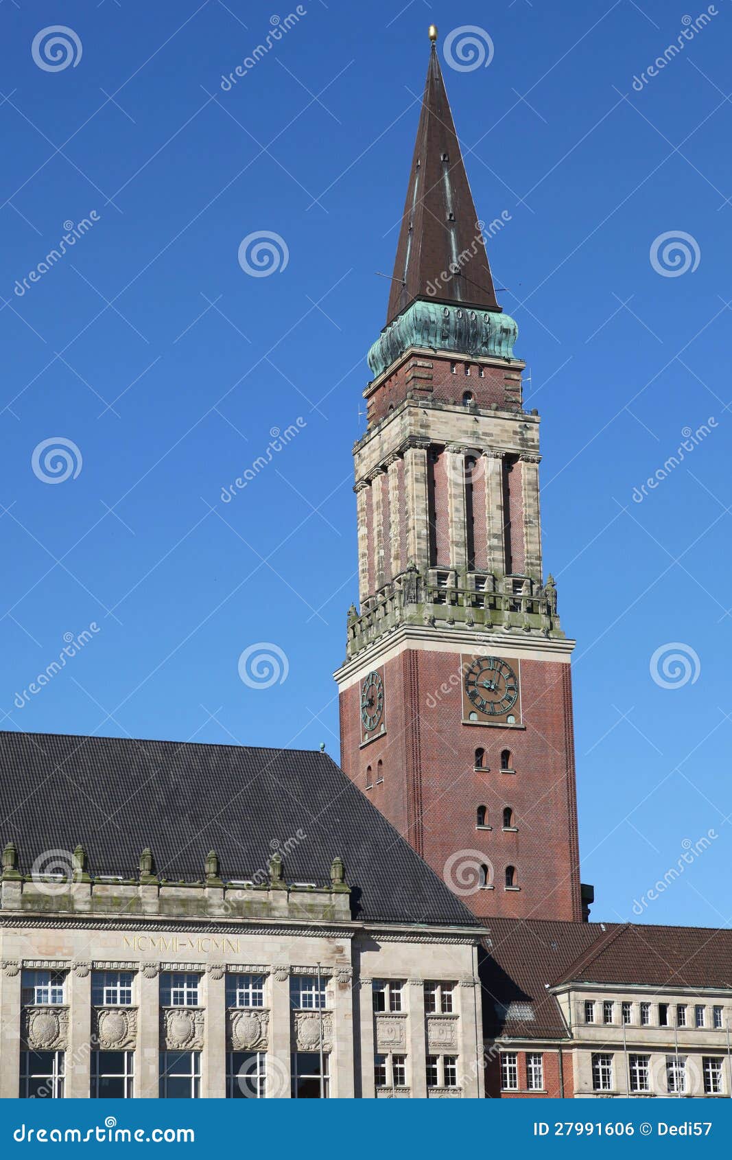 Tower of the Town Hall of Kiel Stock Photo - Image of clear, blue: 27991606
