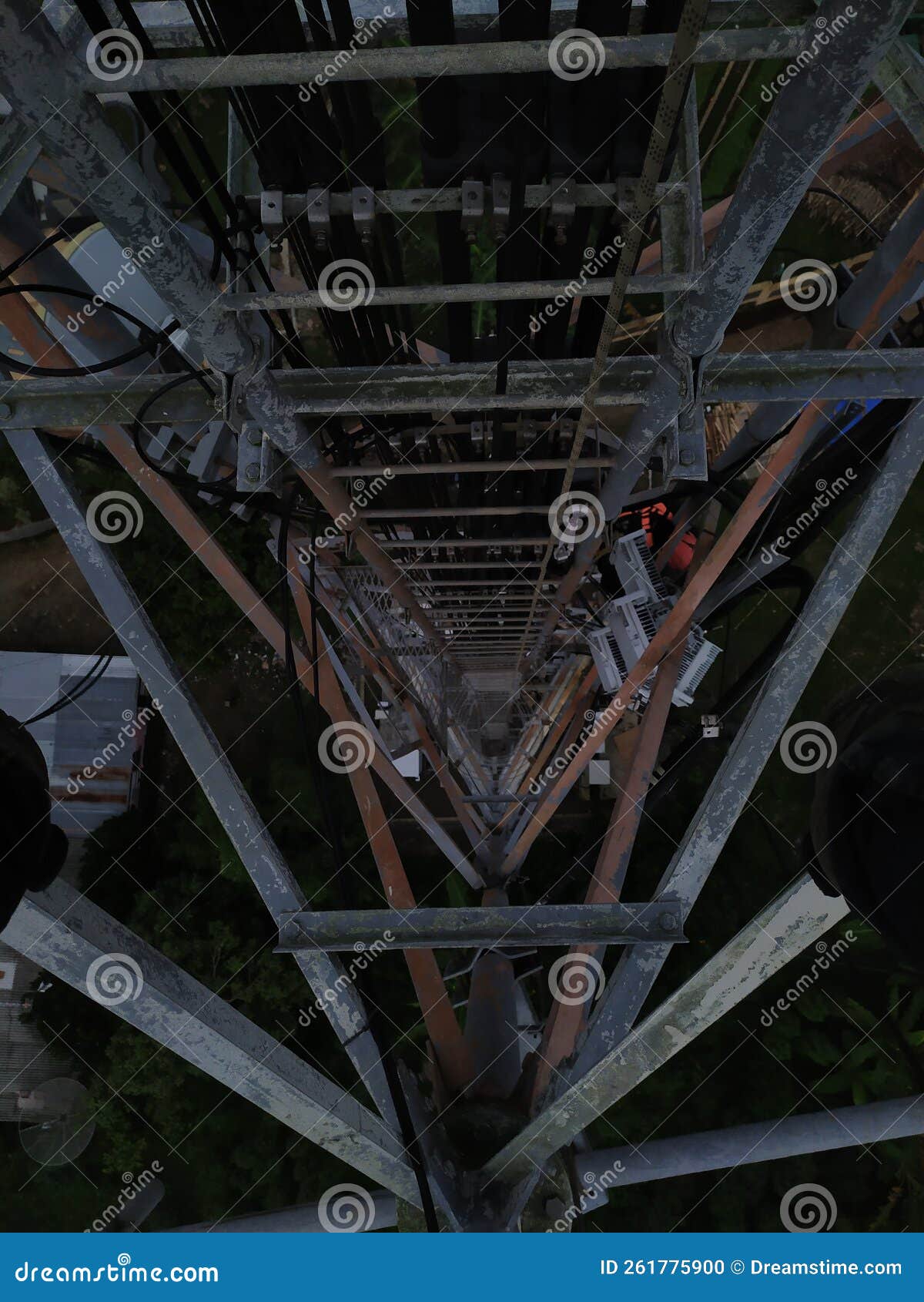 Tower Triangle Telecommunication Mountain View Stock Photo - Image of ...