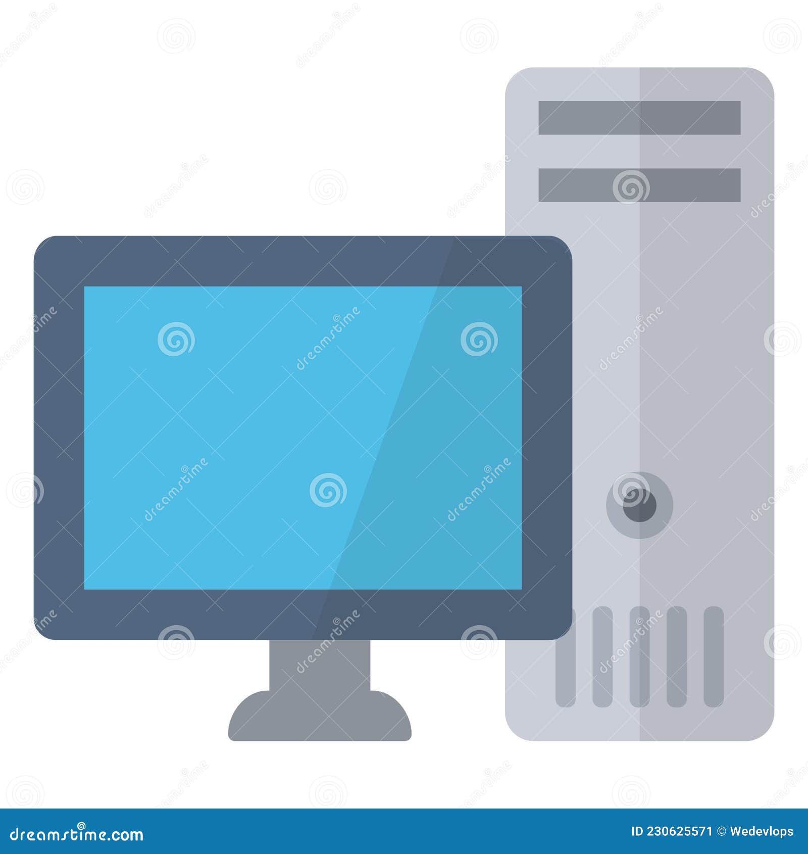 Tower Type CPU with Monitor Computer Set Stock Image - Illustration of ...