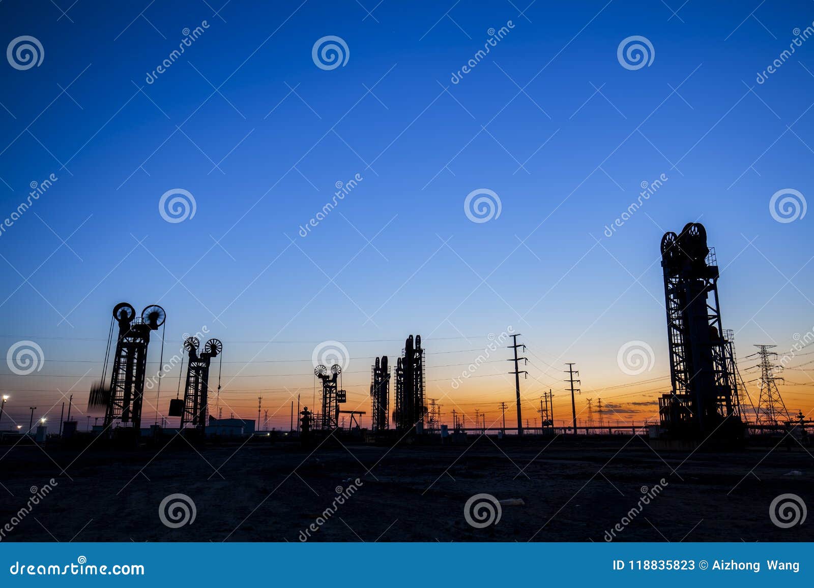 The Tower Type Pumping Unit in the Evening Stock Image - Image of ...