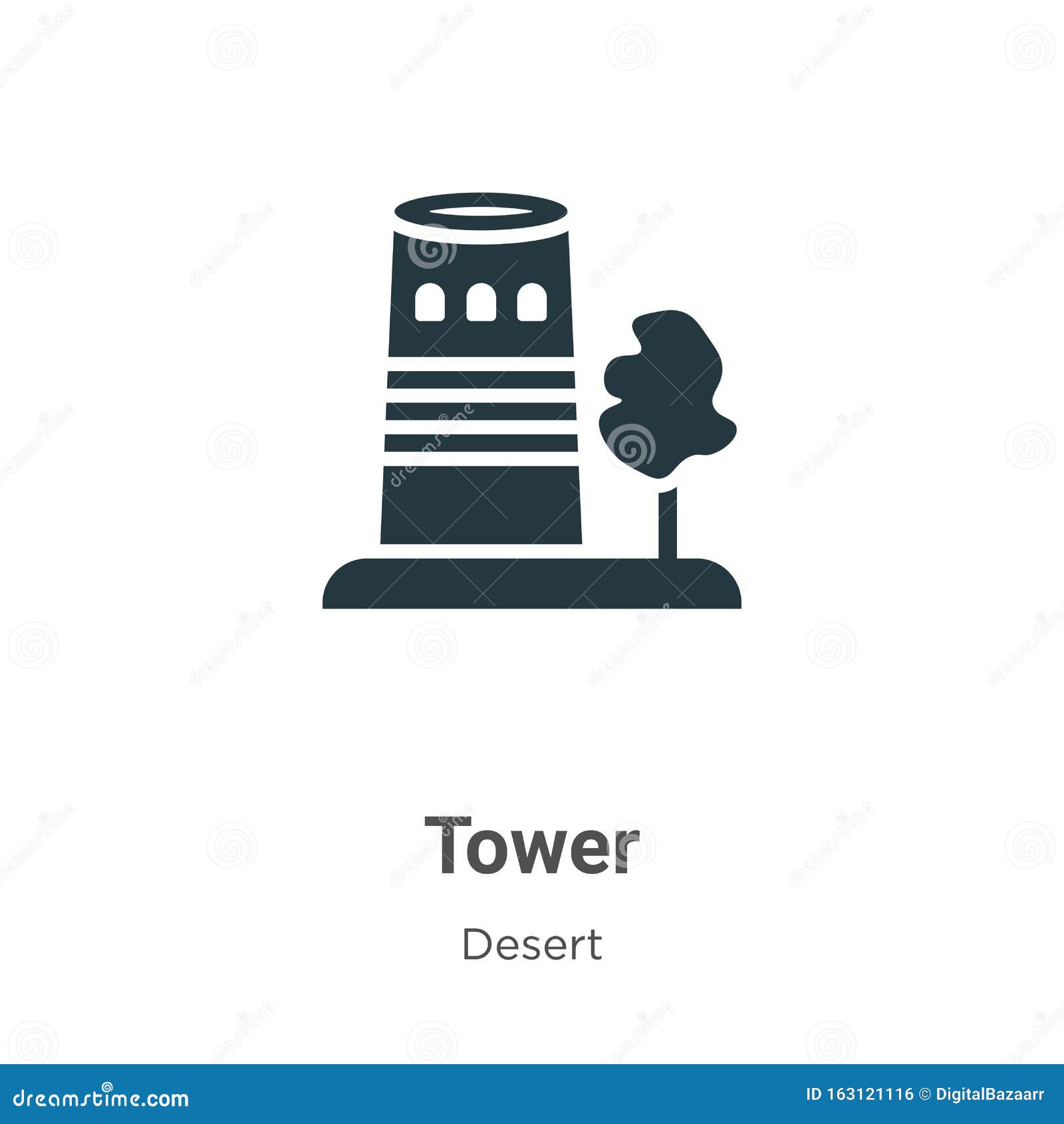 Tower Vector Icon on White Background. Flat Vector Tower Icon Symbol ...