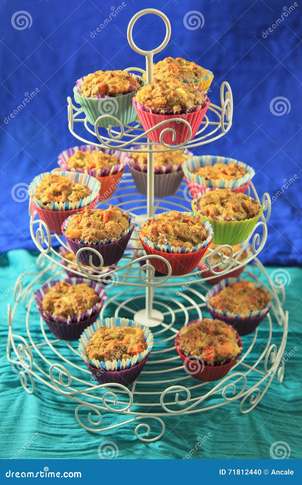 Tower of vegetable muffins stock photo. Image of closeup - 71812440