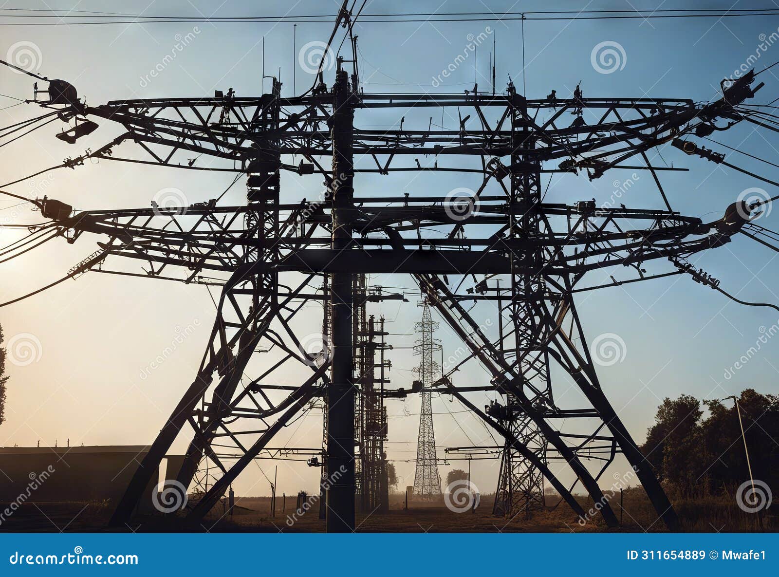 Tower Voltage High Post Built Cable Conductor Construction Current ...