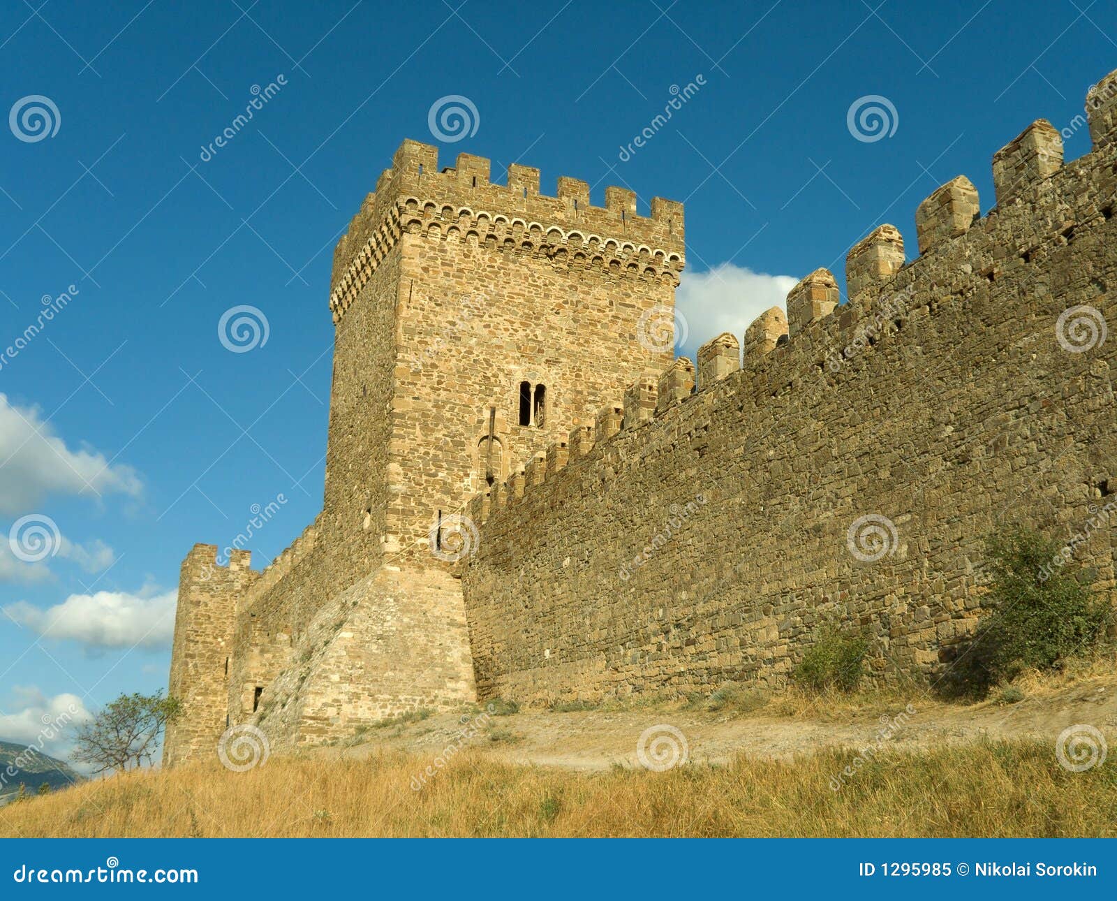 Tower and wall of fortress stock image. Image of castle - 1295985
