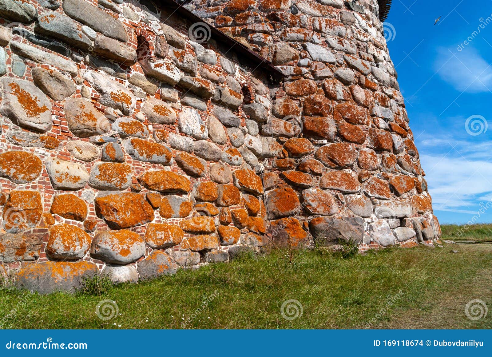 Tower and Wall of Large Brick Stone Stock Photo - Image of facade ...