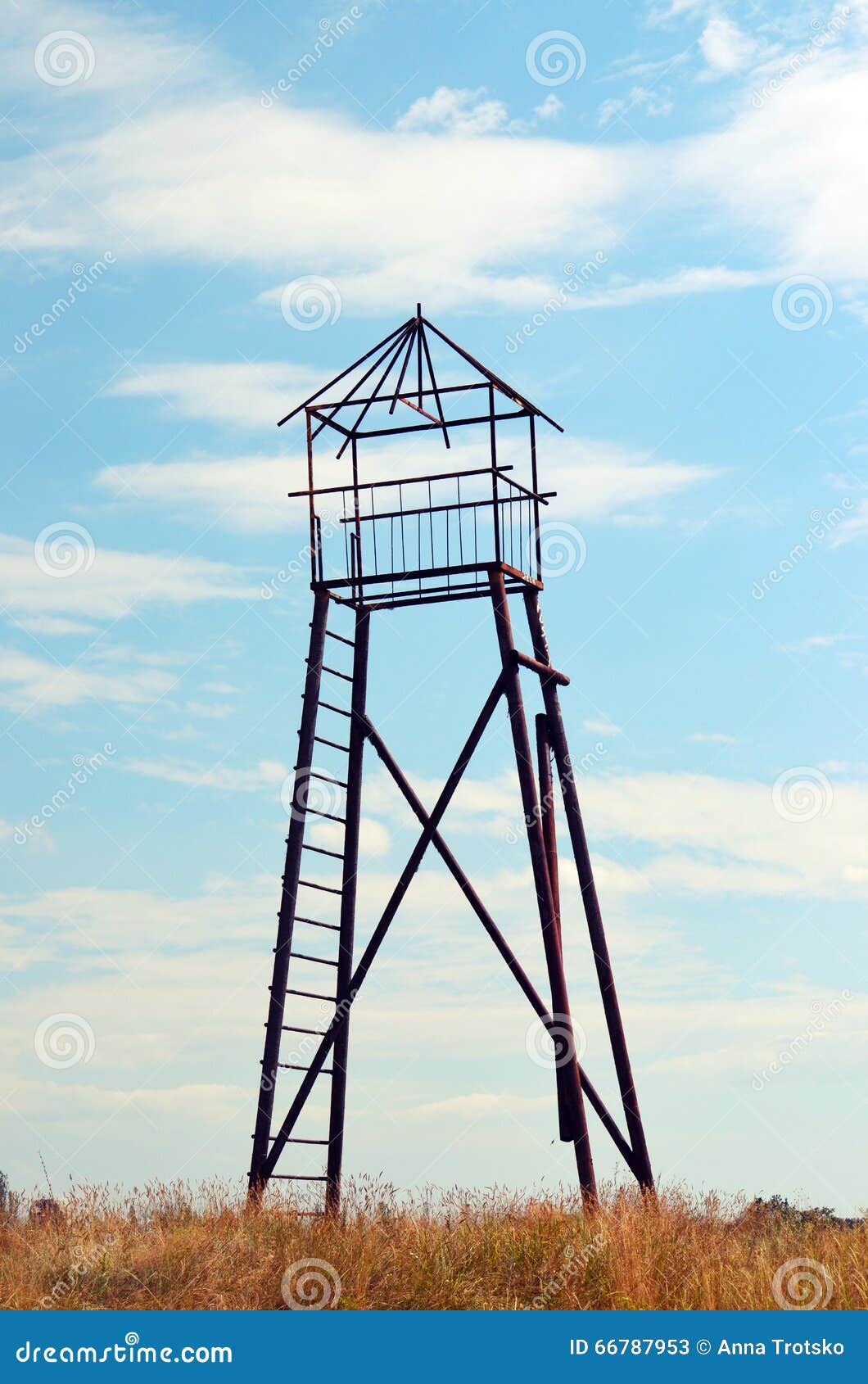 Tower stock image. Image of watching, wooden, field, tower - 66787953