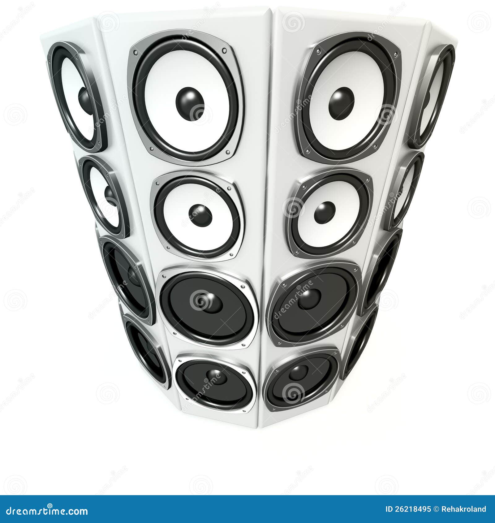 Tower of white sound boxes stock illustration. Illustration of digital ...