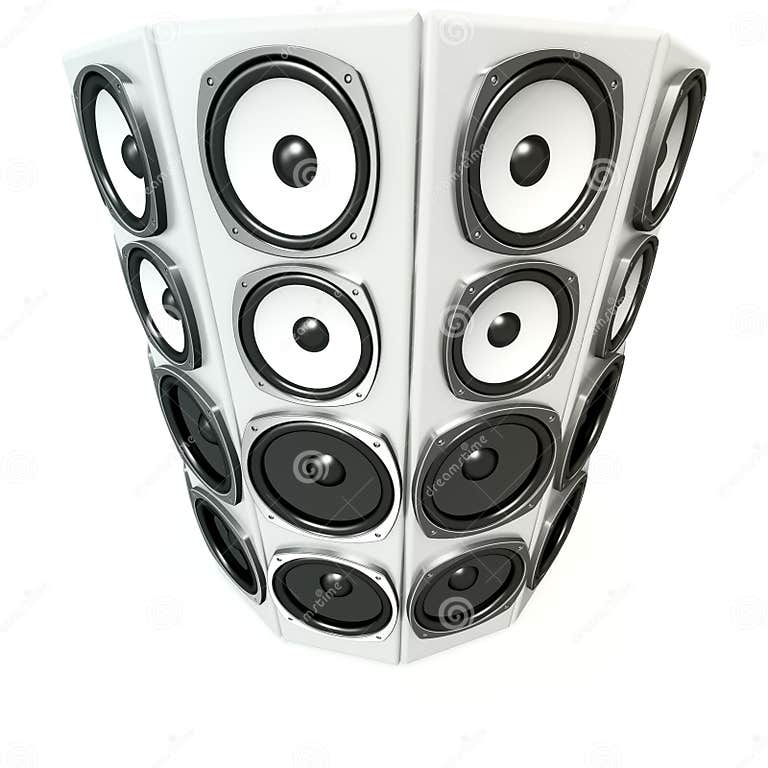 Tower of white sound boxes stock illustration. Illustration of digital ...