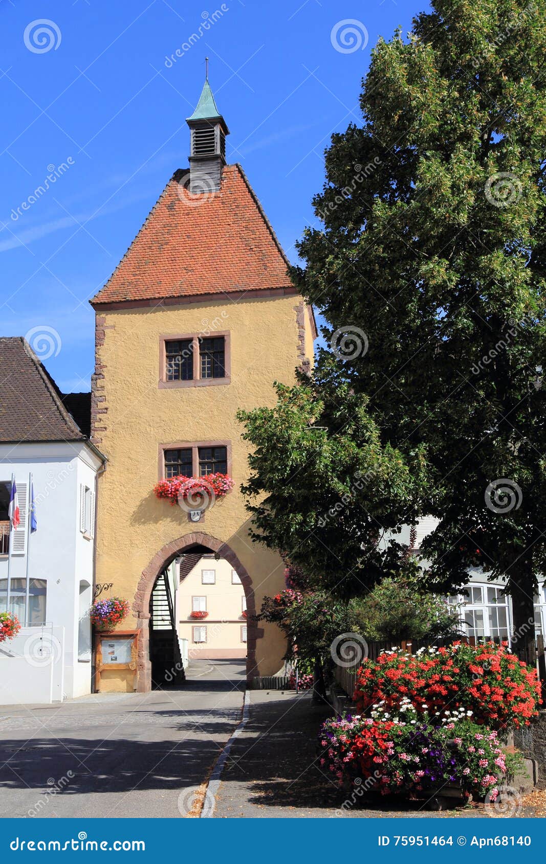 Tower of Wihr-au-Val stock photo. Image of colmar, heights - 75951464