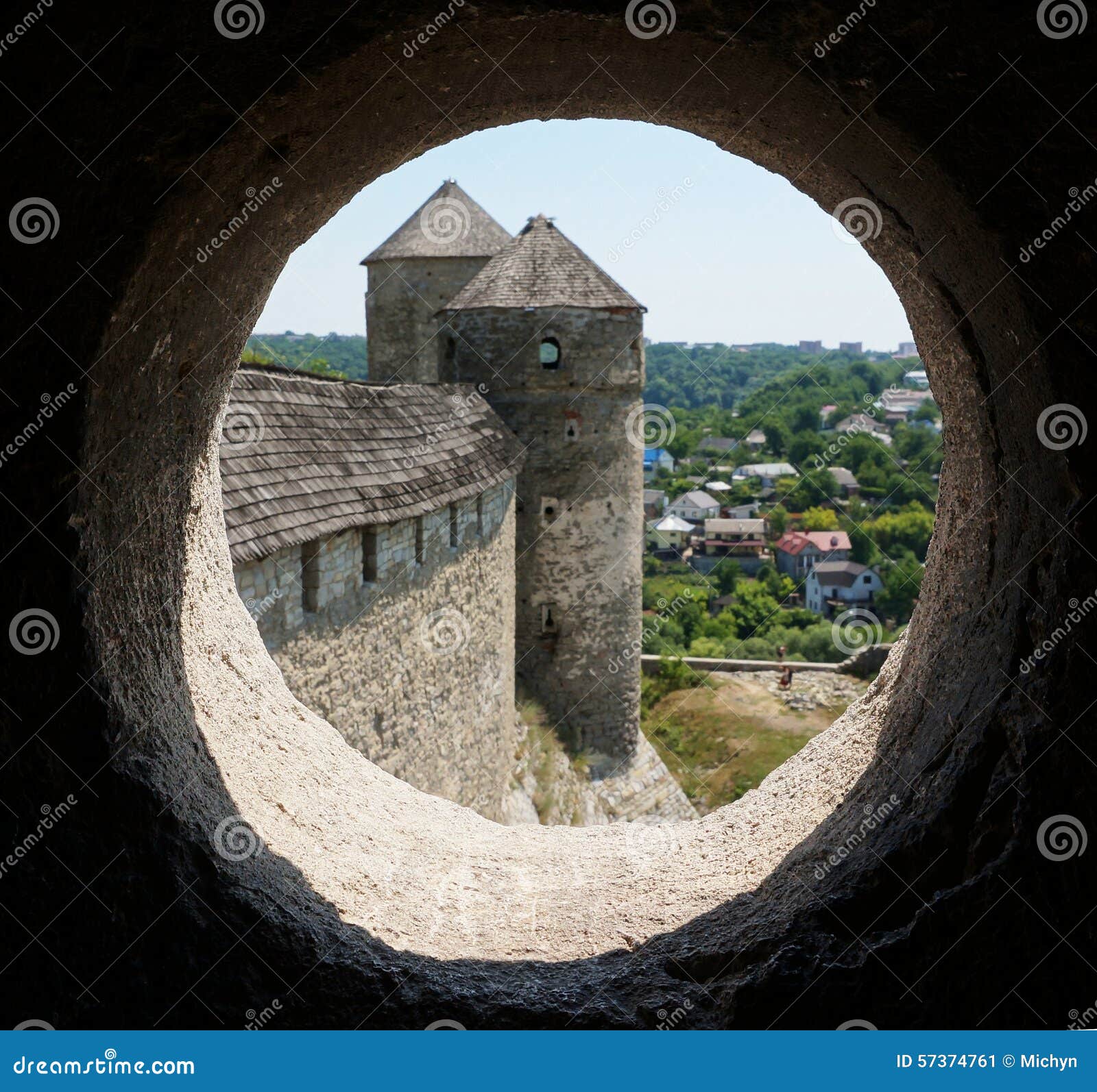 Tower window stock image. Image of fort, wall, turbines - 57374761