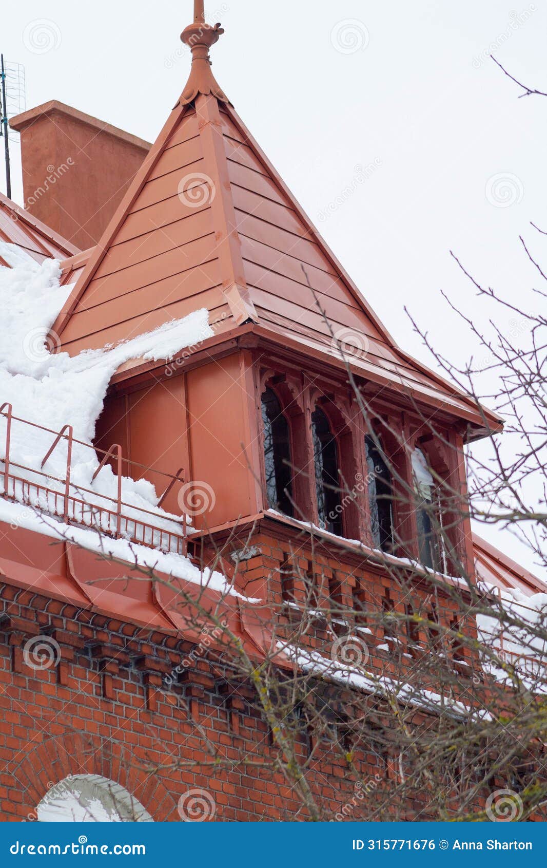 Tower with Windows on the Roof of an Old German House Stock Photo ...