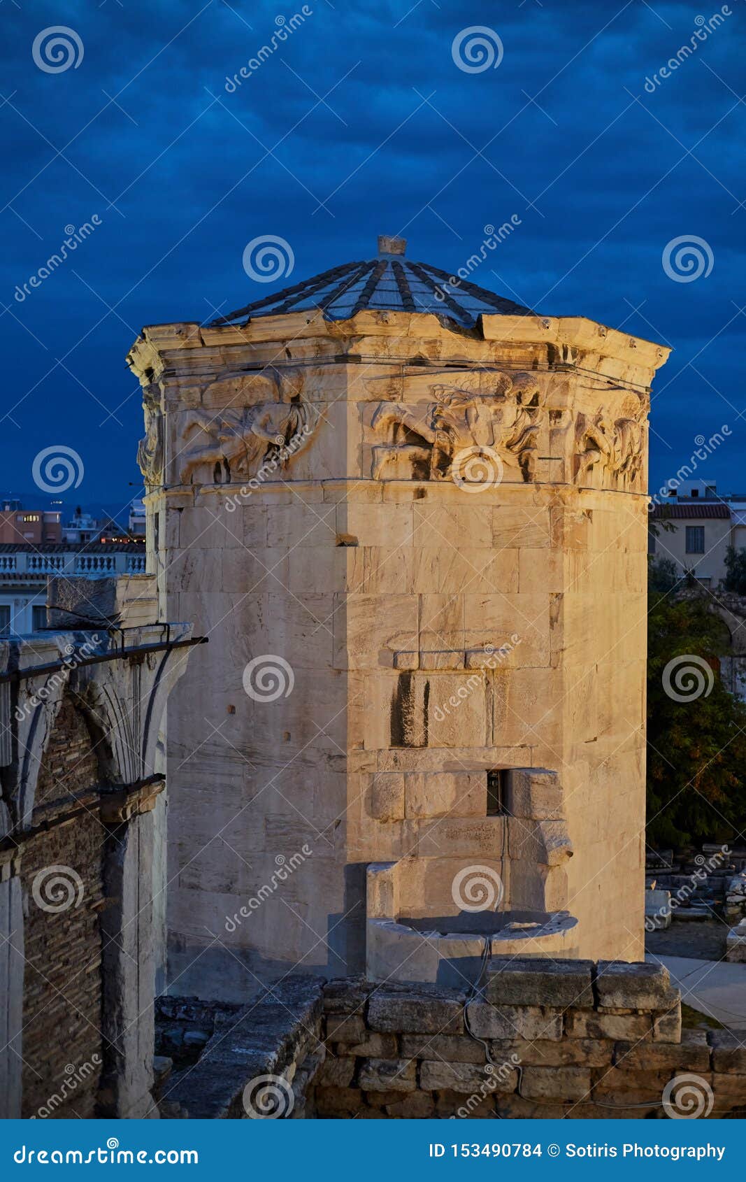 Athens Old Town And The Parthenon Temple Of The Acropolis At Sunset ...