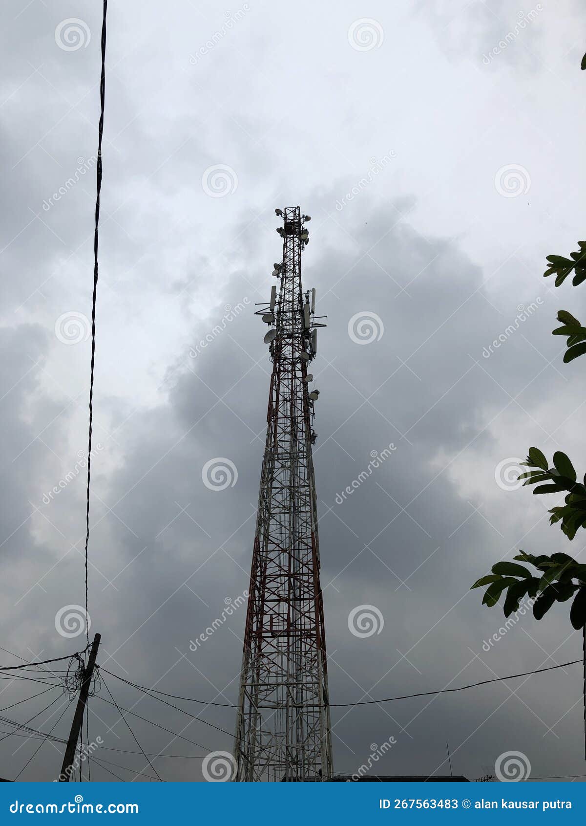 Telecommunication Transmission Tower Stock Image - Image of wire ...