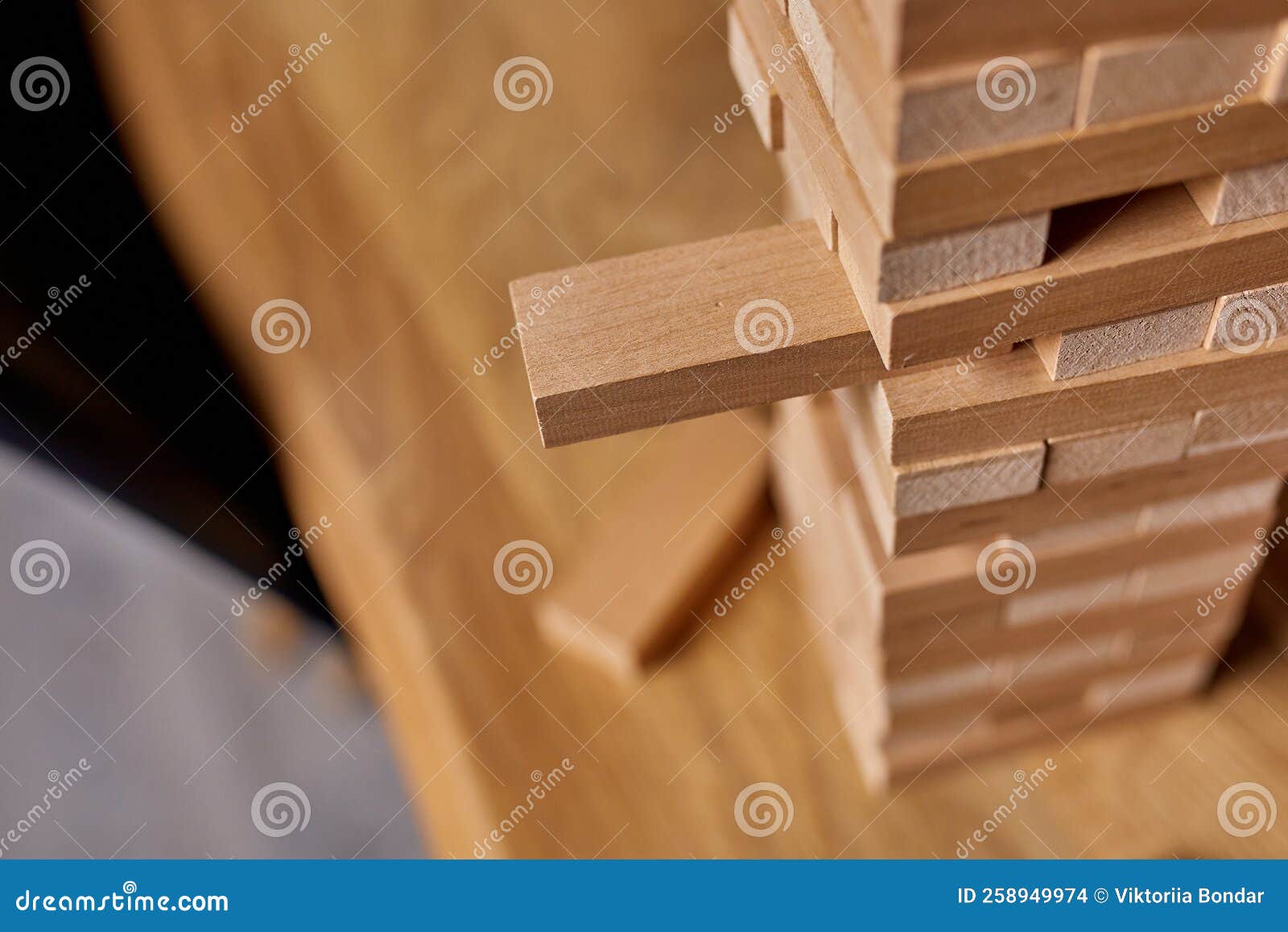 Tower of Wood Blocks Stack Game on the Table, Stock Photo - Image of ...