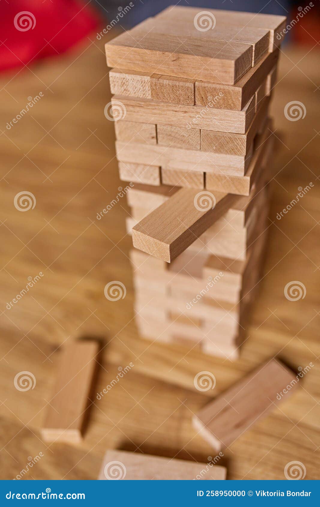 Tower of Wood Blocks Stack Game on the Table, Stock Photo - Image of ...
