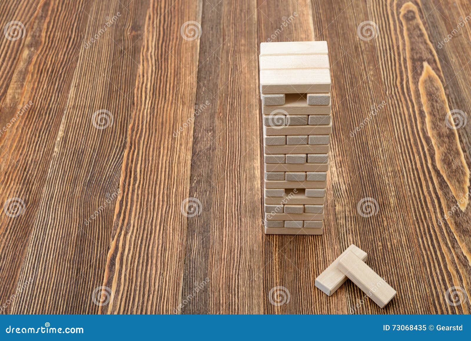 The Tower of Wooden Blocks Placed on a Table. Stock Image - Image of ...