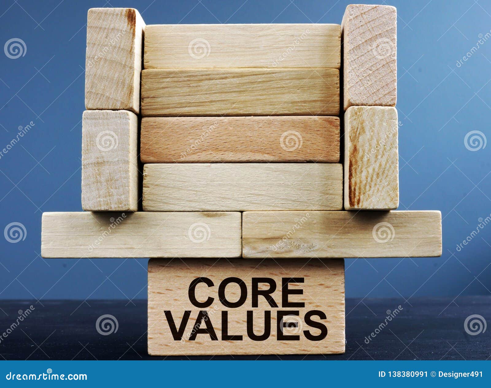 Tower of Blocks with Sign Core Values Stock Image - Image of value ...