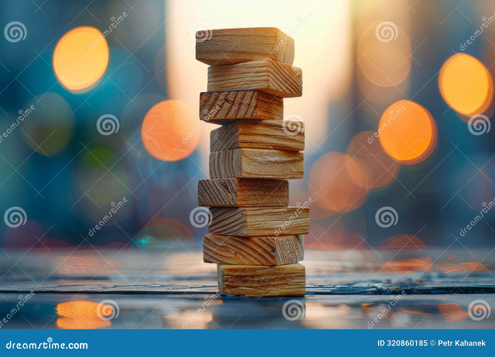 A Tower of Wooden Blocks Symbolizing Success Built Step by Step ...