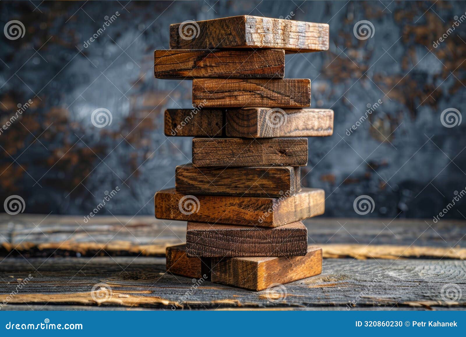 A Tower Of Wooden Blocks Symbolizing Success Built Step By Step ...