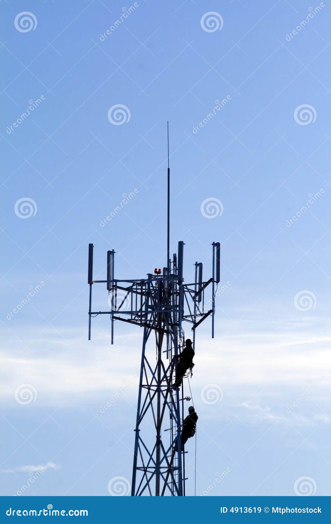Tower workers stock image. Image of climbers, telephone - 4913619