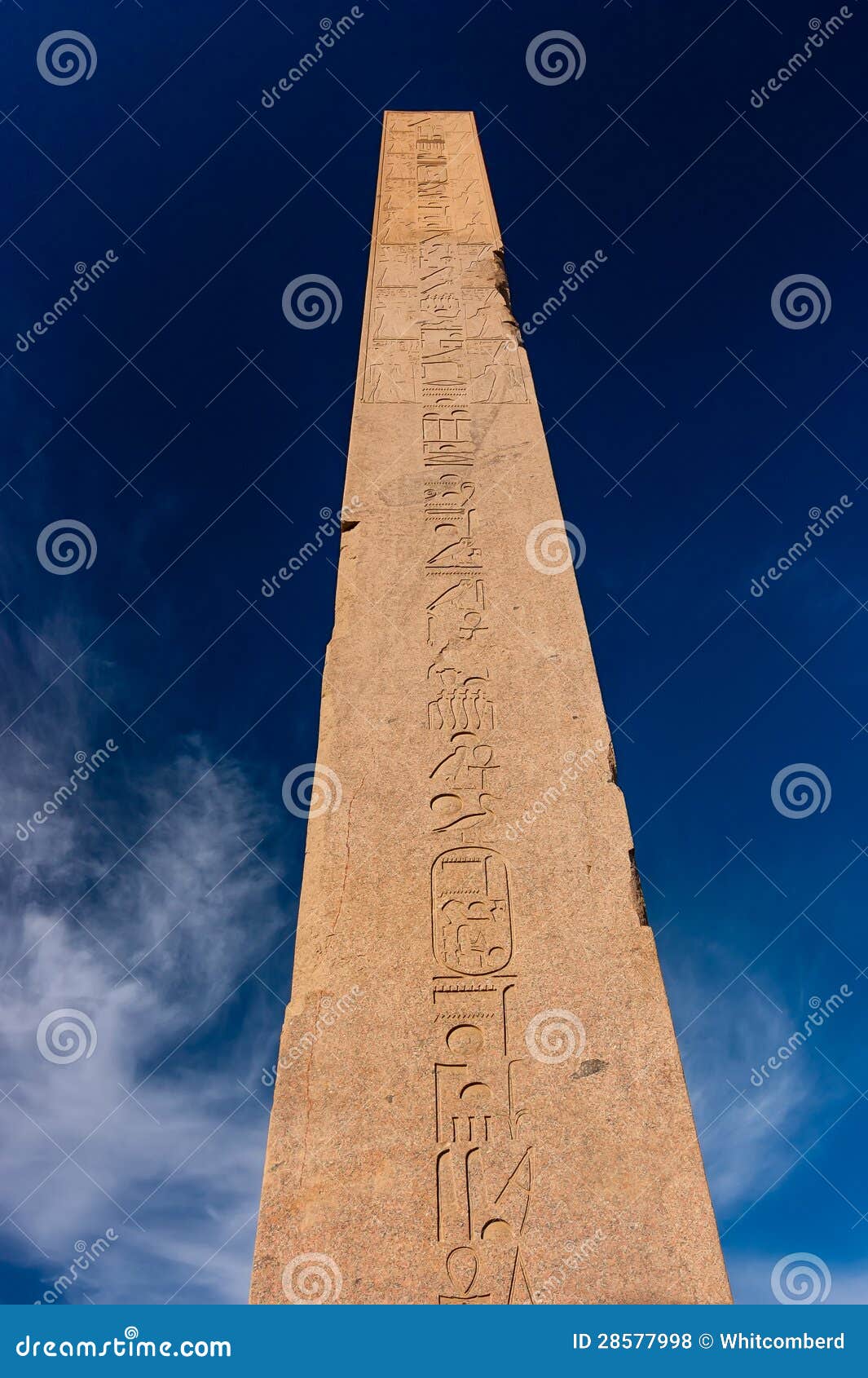 Towering Ancient Egyptian Obelisk Stock Photo - Image of cloud ...