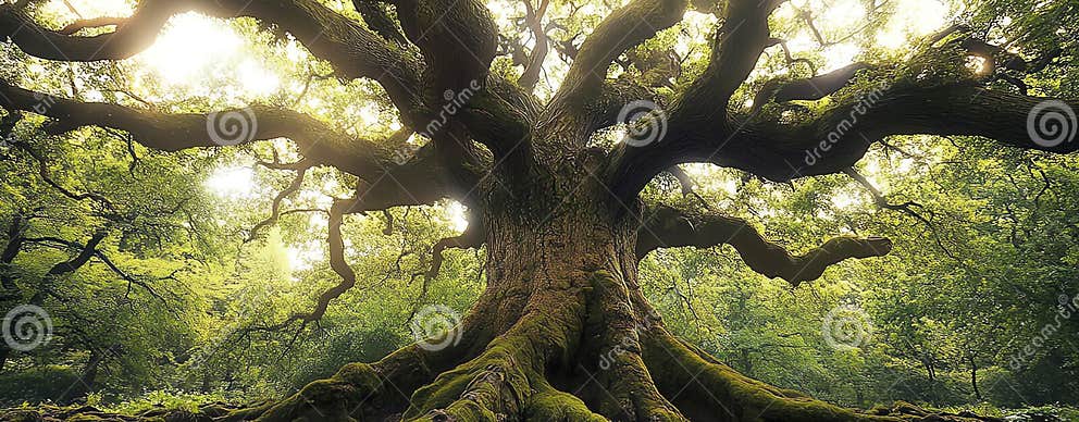 Towering Ancient Oak Tree, AI Generated Stock Illustration ...