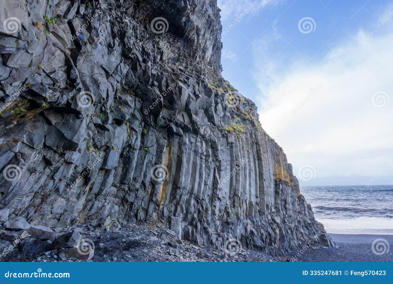 Towering Basalt Cliffs at Reynisfjara Black Sand Beach. Stock Image ...