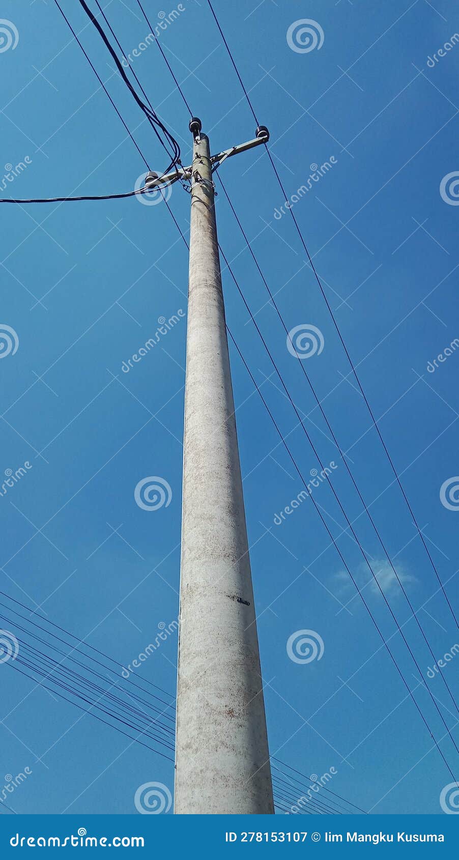 Towering Concrete Power Poles. Stock Image - Image of electric, used ...