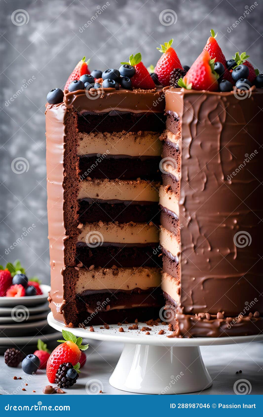 Towering and Decadent Chocolate Mousse Cake with Layers Stock ...