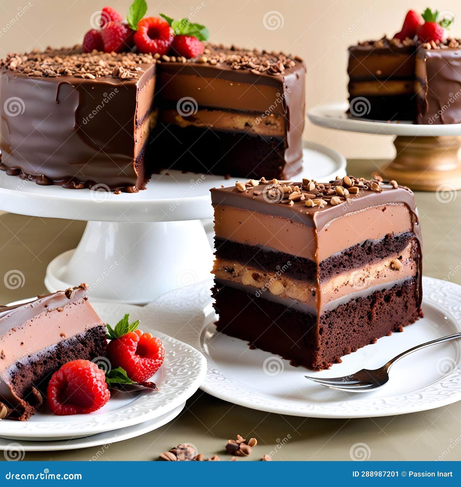 Towering and Decadent Chocolate Mousse Cake with Layers Stock ...
