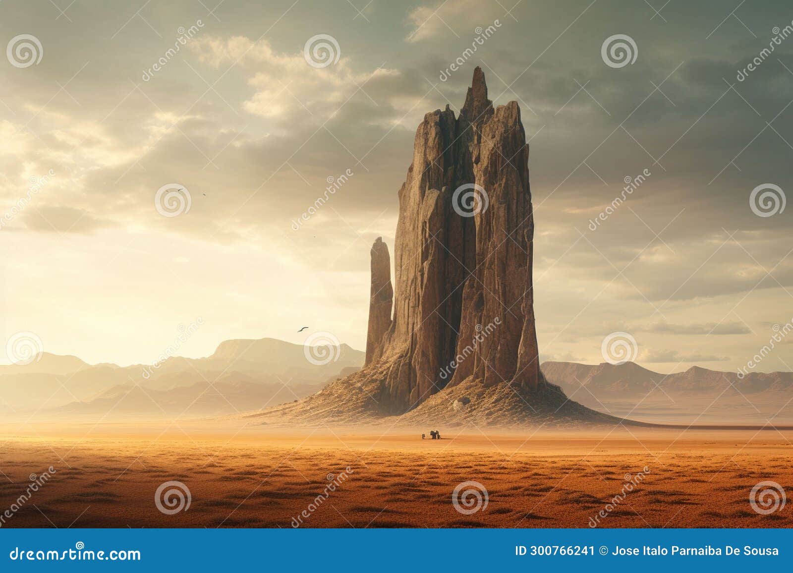 Towering Edifice Standing Alone on a Desolate Stock Illustration ...