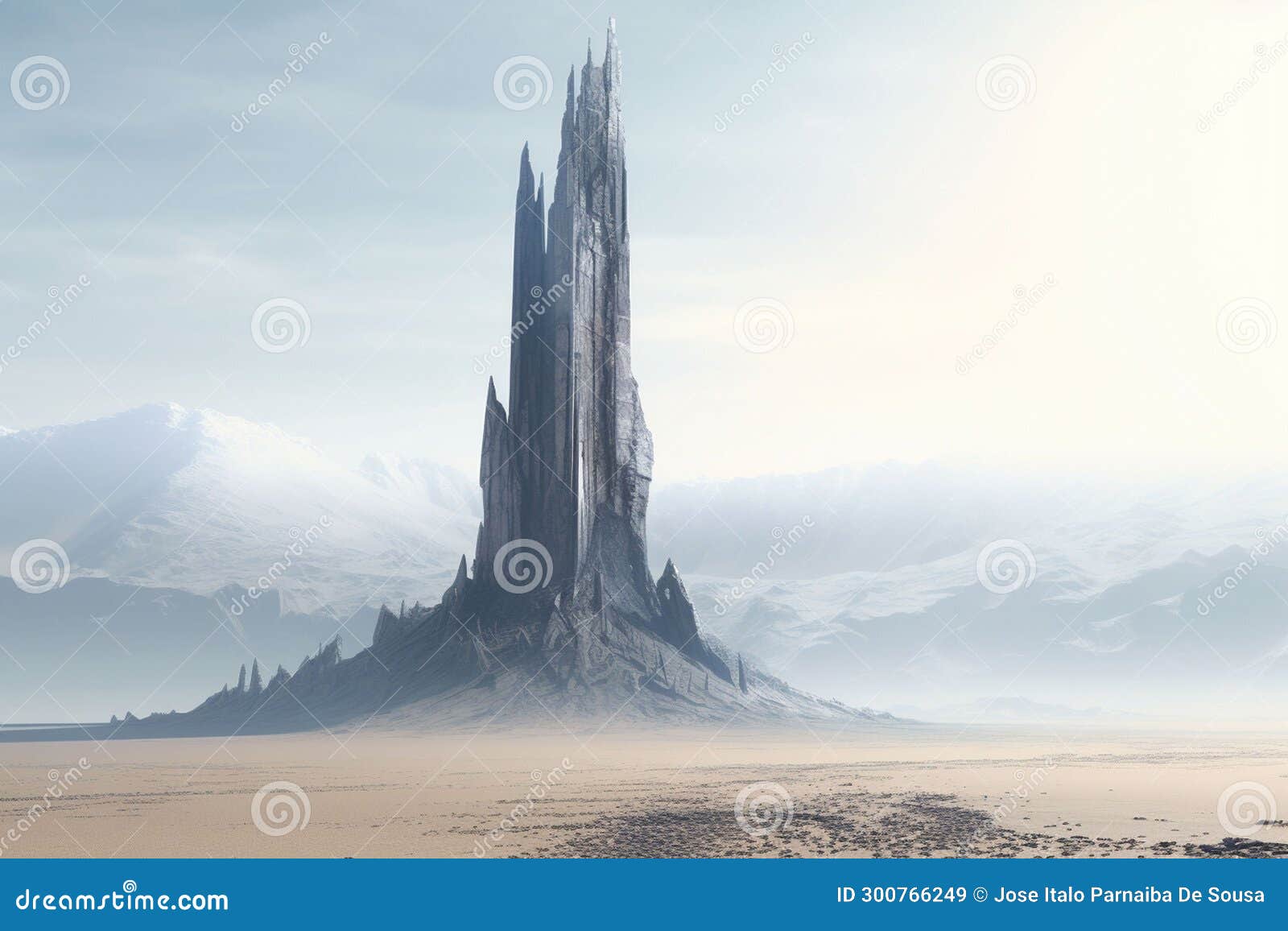 Towering Edifice Standing Alone on a Desolate Stock Illustration ...