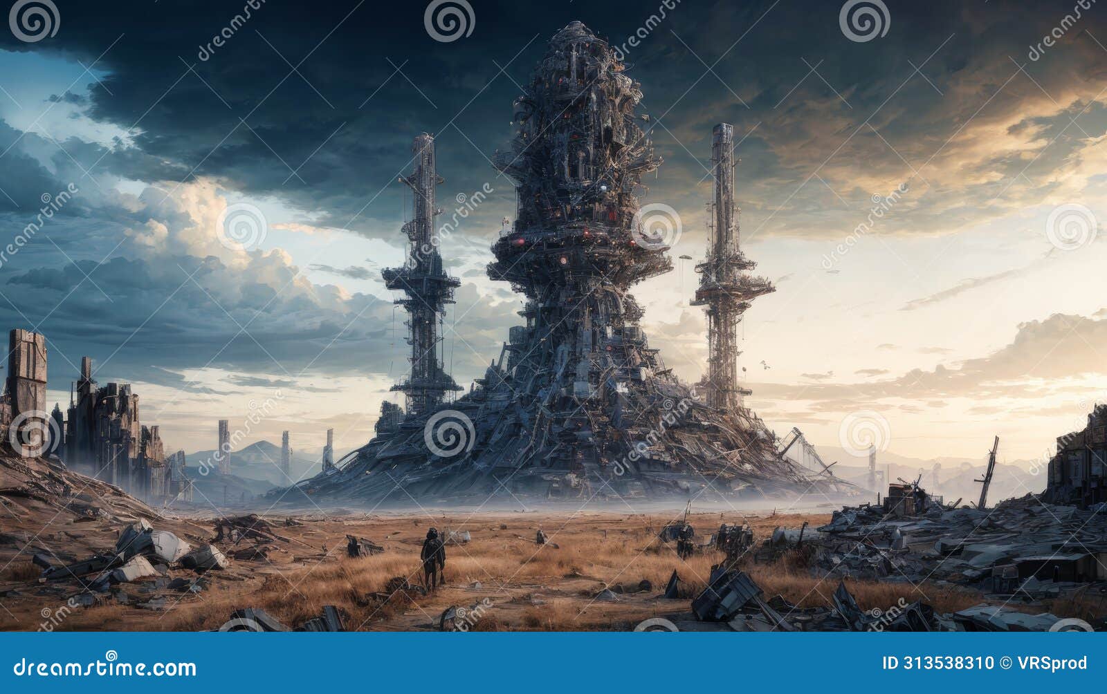 Post-Apocalyptic Industrial Tower Stock Photo - Image of remnants ...