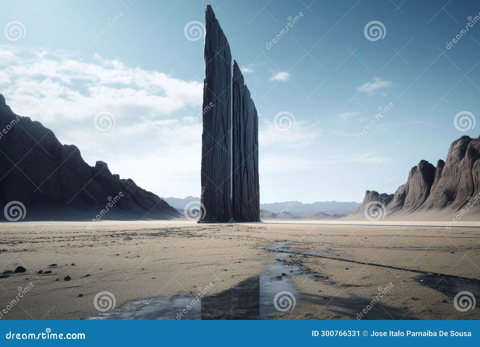 Towering Monolith Casting a Long Shadow Across Stock Illustration ...