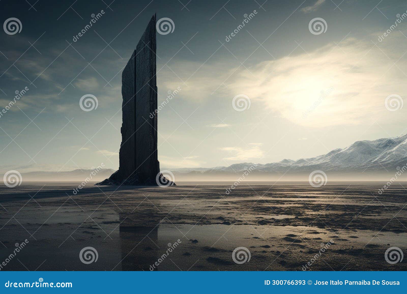 Towering Monolith Casting a Long Shadow Across Stock Illustration ...