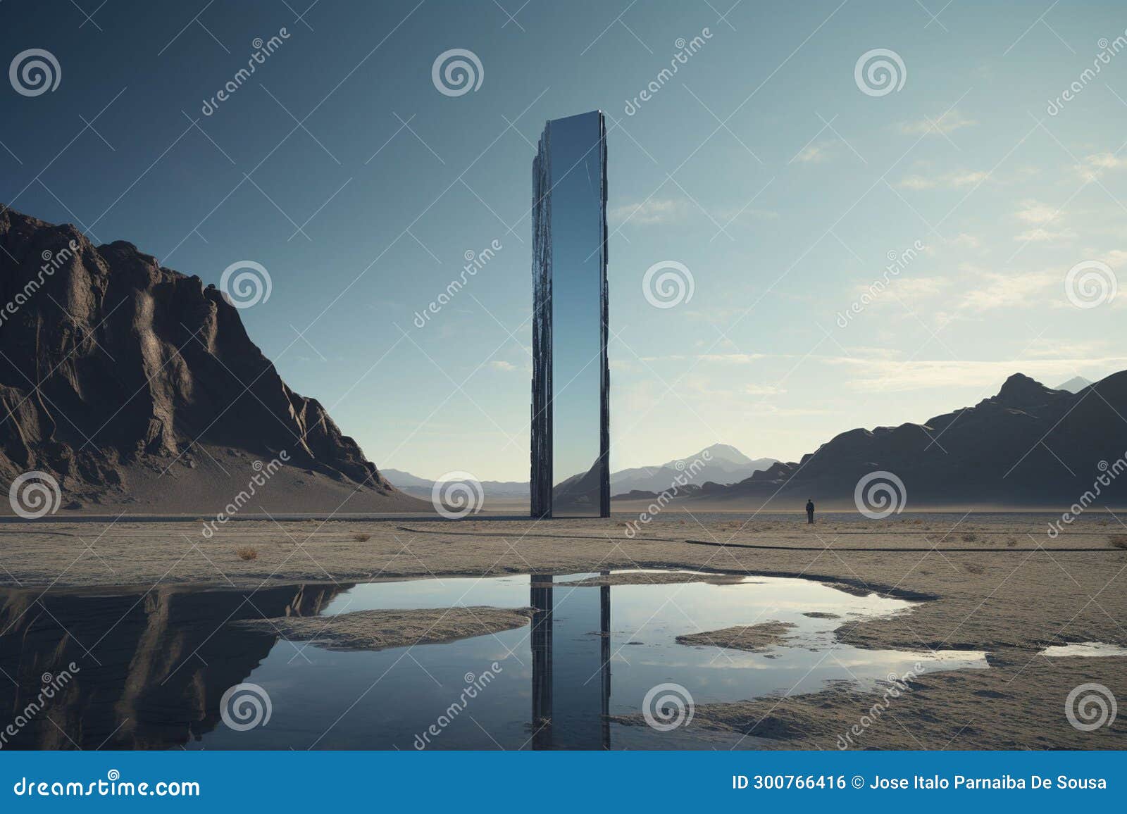 Towering Monolith Casting a Long Shadow Across Stock Illustration ...