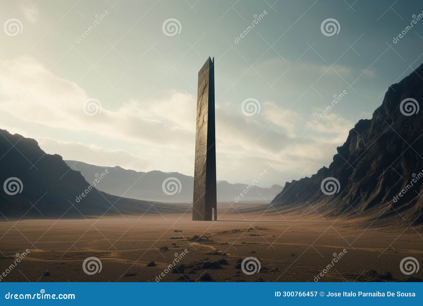 Towering Monolith Casting a Long Shadow Across Stock Illustration ...