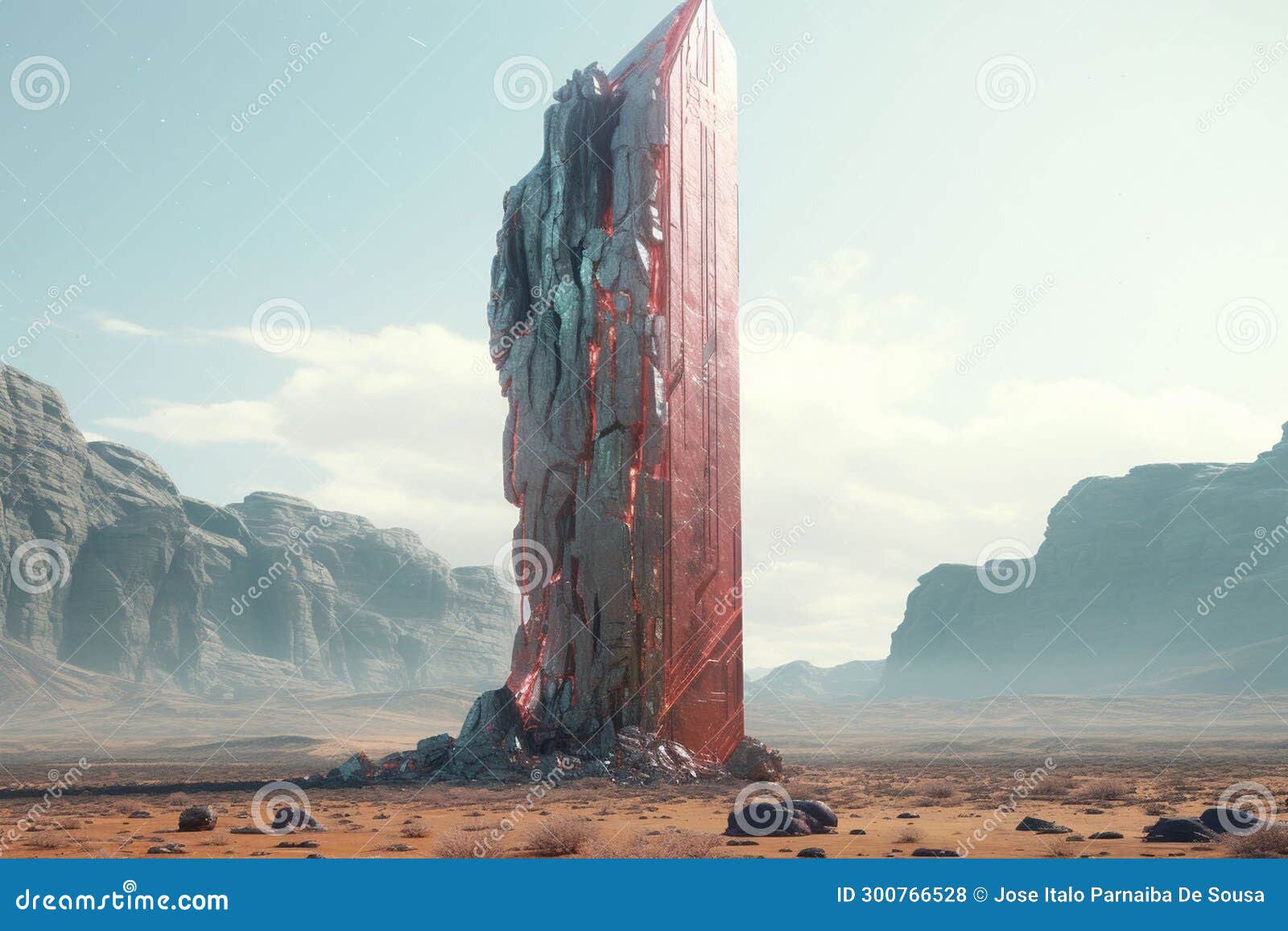 Towering Monolith Dominating a Surreal and Stock Illustration ...