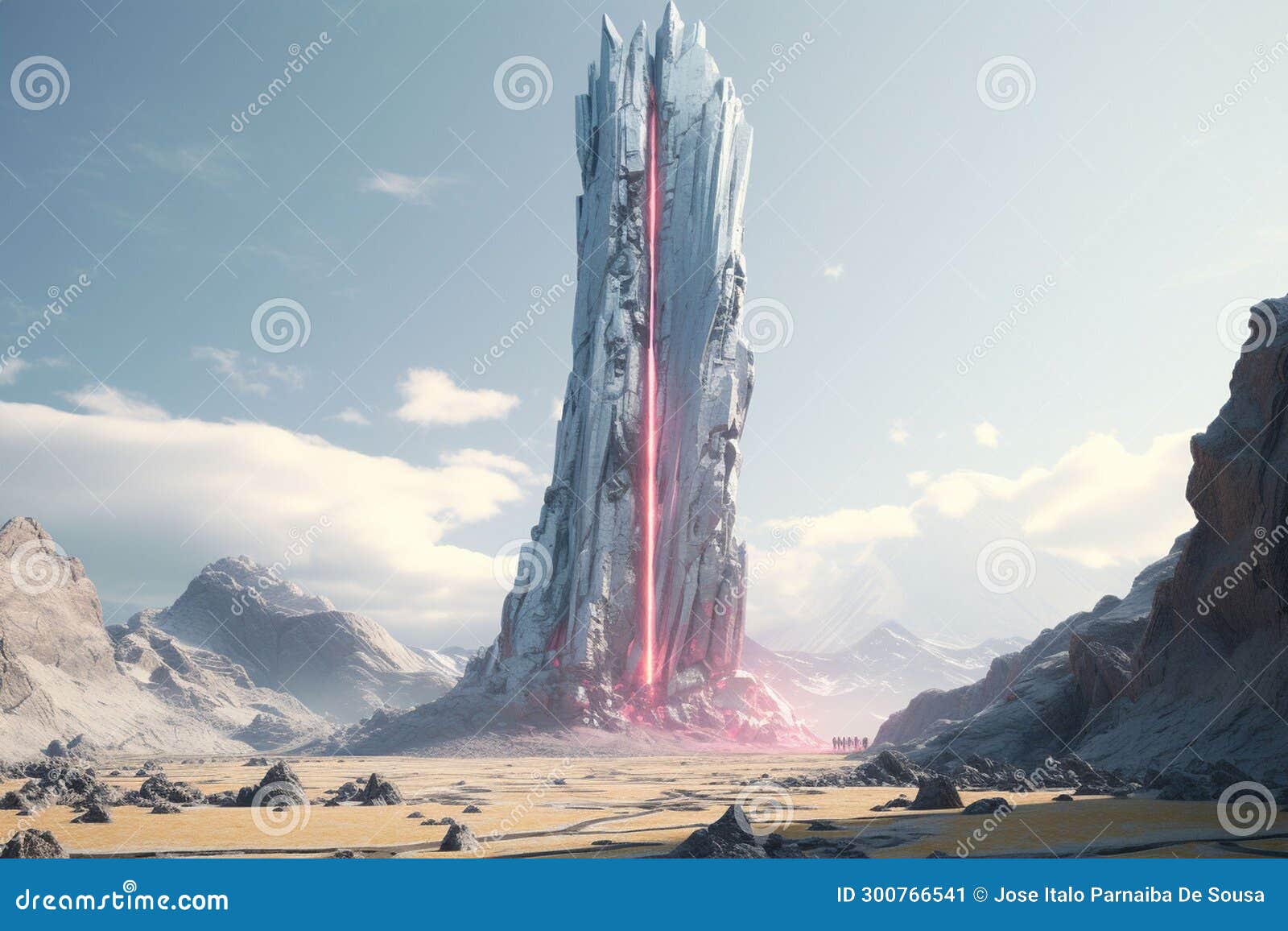Towering Monolith Dominating a Surreal and Stock Illustration ...