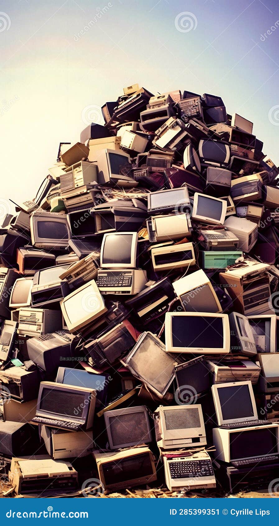 E-Waste Mountain: Recycled Laptops & Computers - Generative Ai Stock ...